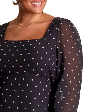 ESTELLE Sable Printed Square Neck Midi Dress