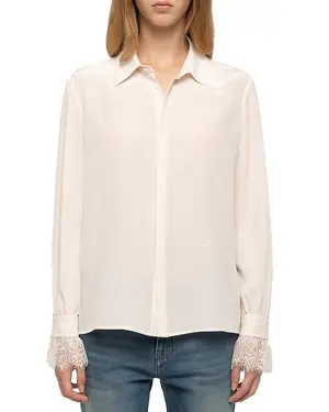 Zadig&Voltaire Thely Silk Lace Cuff Blouse - Ecru