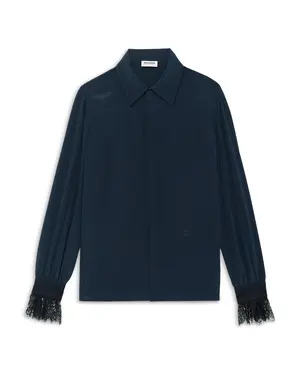 Zadig&Voltaire Thely Silk Lace Cuff Blouse - Encre