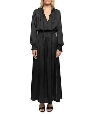 Zadig&Voltaire Rayado Satin Smocked Maxi Dress