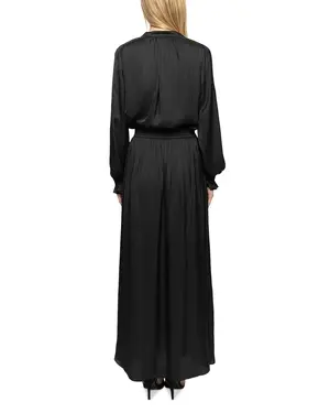Zadig&Voltaire Rayado Satin Smocked Maxi Dress