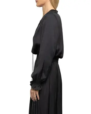 Zadig&Voltaire Rayado Satin Smocked Maxi Dress