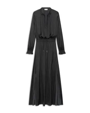 Zadig&Voltaire Rayado Satin Smocked Maxi Dress