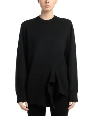 TOTEME Wool & Cashmere Twist Hem Top - Black