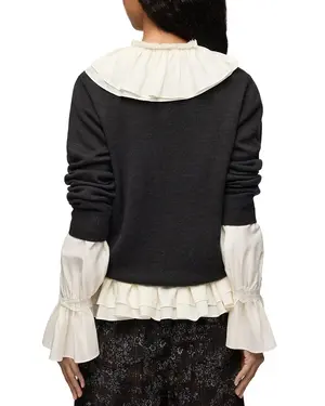 GANNI Crochet Applique Crewneck Sweater