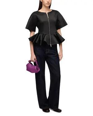 GANNI Duchesse Satin Peplum Top