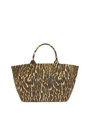 GANNI Easy Shopper Xxl Leopard Print Cotton Tote