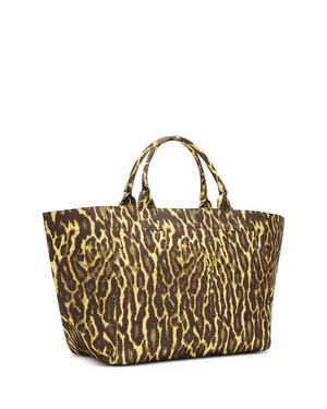 GANNI Easy Shopper Xxl Leopard Print Cotton Tote