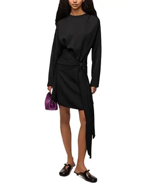 GANNI Cady Crepe Draped Mini Dress