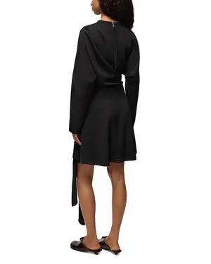 GANNI Cady Crepe Draped Mini Dress