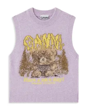 GANNI Forest Teddy Sweater Vest