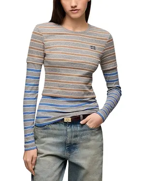 GANNI Layered Double Stripe Top - Strong Blue