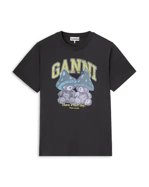 GANNI Mushroom Teddy Graphic Relaxed Tee