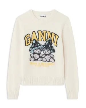 GANNI Mushroom Teddy Crewneck Sweater