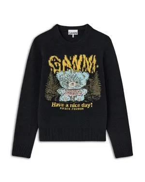 GANNI Forest Teddy Crewneck Sweater