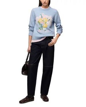 GANNI Flower Logo Crewneck Sweater
