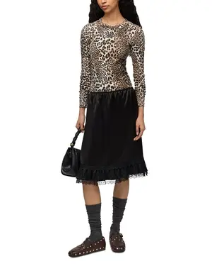 GANNI Satin Frill Hem Skirt