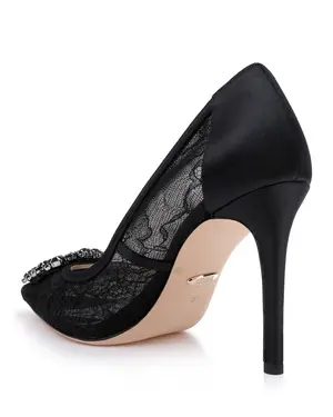 Badgley Mischka Cher Iii Satin & Lace Stiletto Pumps - Black Lace