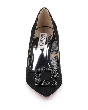 Badgley Mischka Cher Iii Satin & Lace Stiletto Pumps - Black Lace