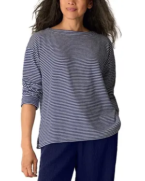 Eileen Fisher Striped Boatneck Boxy Top - Infinity