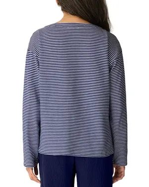 Eileen Fisher Striped Boatneck Boxy Top - Infinity