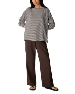Eileen Fisher Striped Bateau Neck Boxy Top
