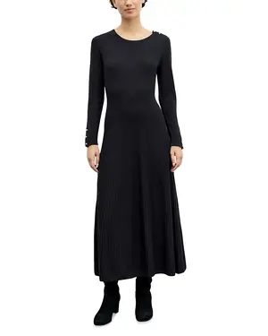 Gerard Darel Cina Round Neck Rib Knit Dress - Navy