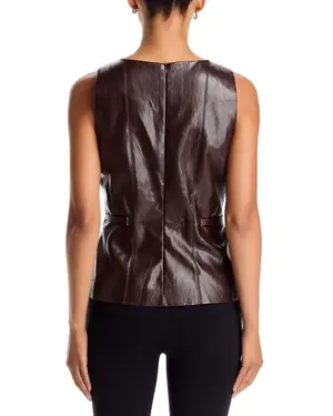 MILLY Gwen Faux Leather Top