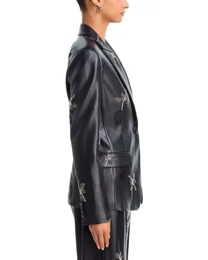 MILLY Avery Faux Leather Beaded Blazer