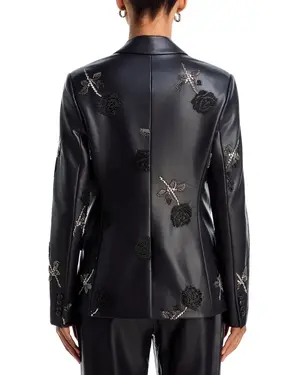 MILLY Avery Faux Leather Beaded Blazer