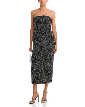 MILLY Strapless Embellished Dress