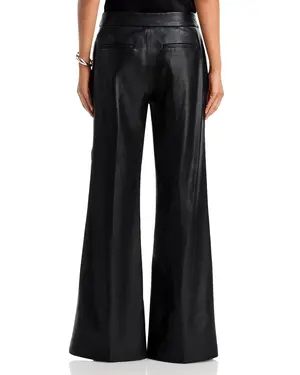 MILLY Nash Faux Leather Beaded Wide Leg Pants