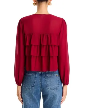 Michael Kors Ruffled Tiered Long Sleeve Top