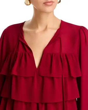 Michael Kors Ruffled Tiered Long Sleeve Top