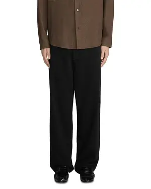 FRAME Cotton Baggy Fit Wide Leg Chinos - Black