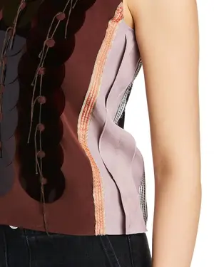 Marni Cotton Contrast Trim Embellished Top