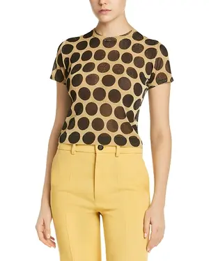 Marni Dot Print Short Sleeve Crewneck Top - Black