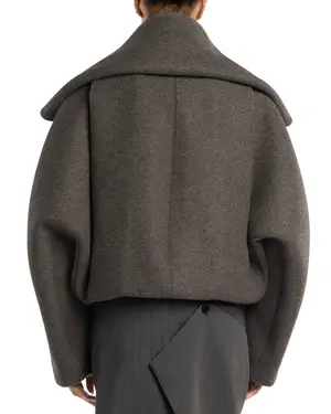 Victoria Beckham Wool Blend Folded Collar Bomber Jacket
