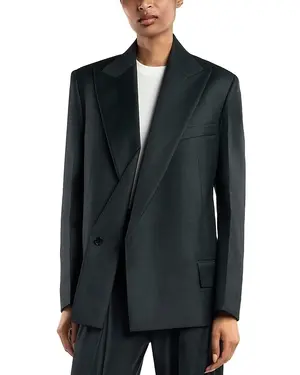 Victoria Beckham Sculptural Layered Wool Jacket - Marsh Green