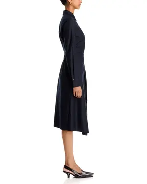 Lafayette 148 New York Wool Long Sleeve Wrap Midi Dress