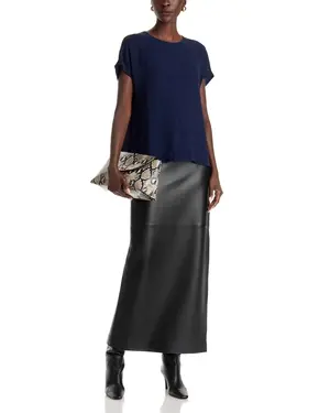 Lafayette 148 New York Silk Stretch Round Neck Top