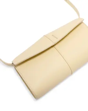JIL SANDER Linea Leather Wallet Crossbody - Cream