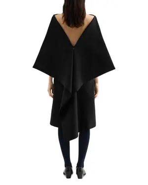JIL SANDER Silk & Wool Linear Shift Dress With Open Back