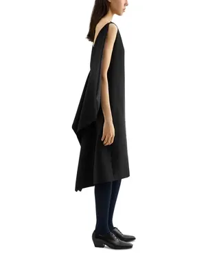 JIL SANDER Silk & Wool Linear Shift Dress With Open Back