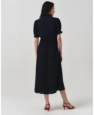 GHOST LONDON Jolene V-neck Crepe Midi Dress - Navy