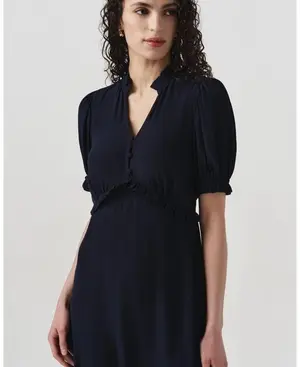 GHOST LONDON Jolene V-neck Crepe Midi Dress - Navy