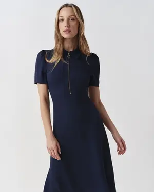 GHOST LONDON Haisley Collared Zip Front Midi Dress