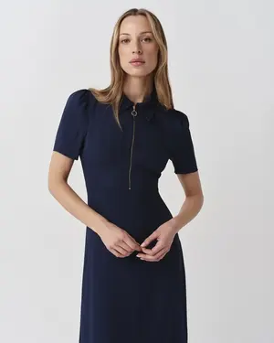 GHOST LONDON Haisley Collared Zip Front Midi Dress