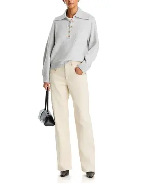 Aqua Scalloped Collar Henley Sweater Exclusive