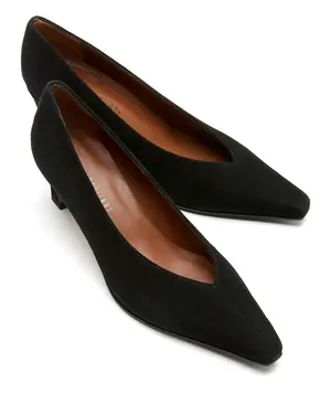 La Canadienne Beckham Suede Mid Heel Pumps - Black